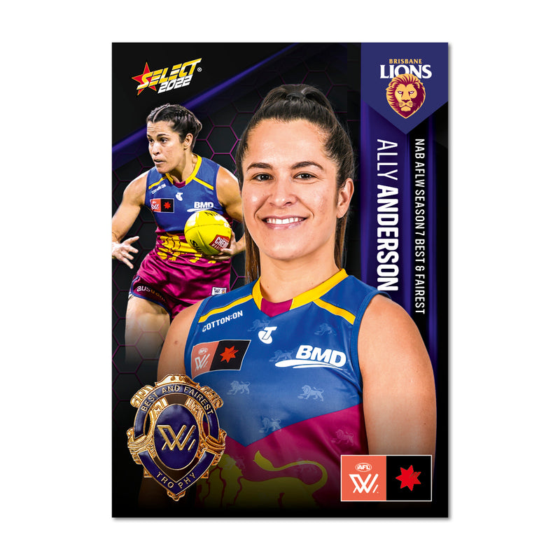 NAB AFLW Season 7 BEST & FAIREST - Ally Anderson - Brisbane – Select Cards NAB AFLW Season 7 BEST & FAIREST - Ally Anderson - Brisbane – Select Cards